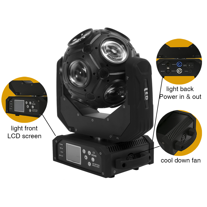 IMRELAX Stage Lighting | IM-MH1220 RGBW 4in1 LED Football Moving Head Light