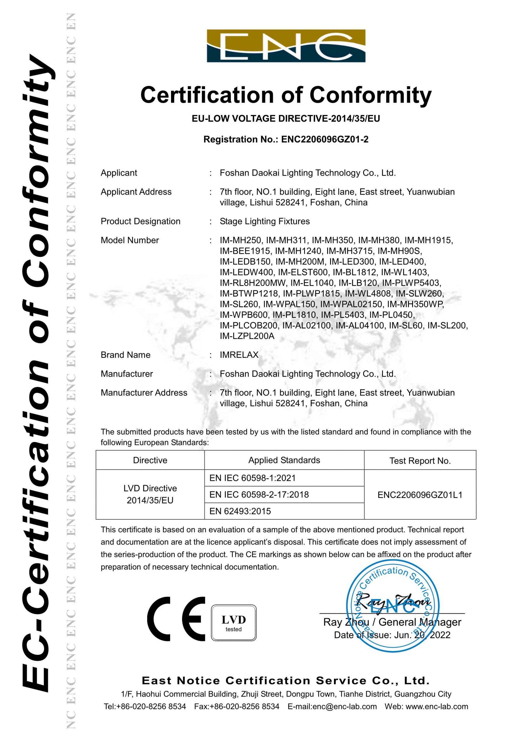 Imrelax Stage Lighting New Products Approved Ce Lvd Certification